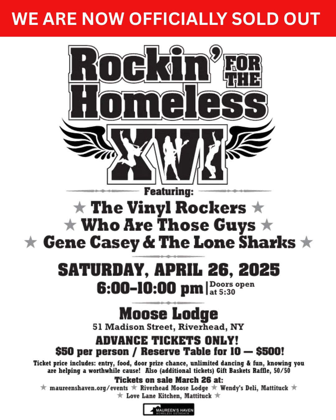 16th Annual Rockin’ for the Homeless - Maureen's Haven Homeless Outreach